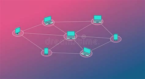 A Network Diagram Features Devices Such As Laptops And Smartphones