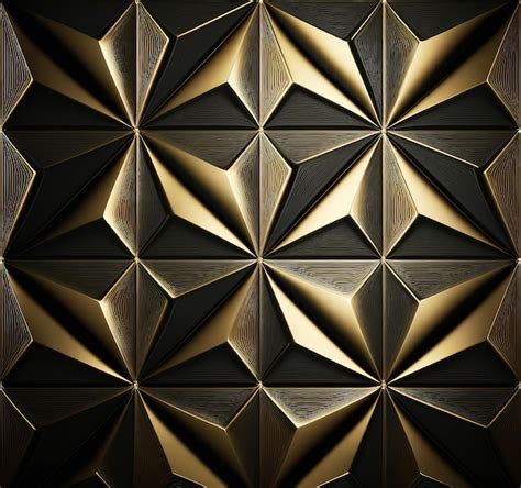 Geometric Triangular Pattern Of Gold And Black Structural Elements Generative Ai Illustration