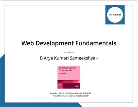 B Arya Kumari Sameekshya On Linkedin Ibmskillsbuild Csrbox Webdevelopment Html Css