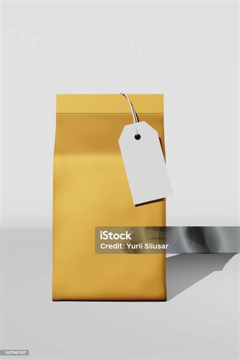 골든 스탠딩 박스 하단 파우치 백 브랜딩 가격표 카드 3d 렌더링 상품 호일 커피 콩 포장 디자인 낙인 찍기에 대한 스톡 사진 및 기타 이미지 Istock