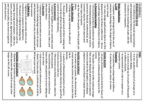 CG Short Notes Summary Computer Science CG MODULE 1 INTRODUCTION TO CG It Is Defined As