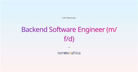 Remote Backend Software Engineer Mfd Job At Sports Gaming Company