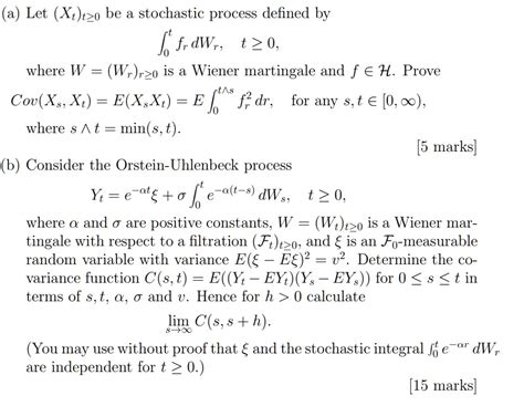 solved a let xt tzo be a stochastic process defined by f awr t 20