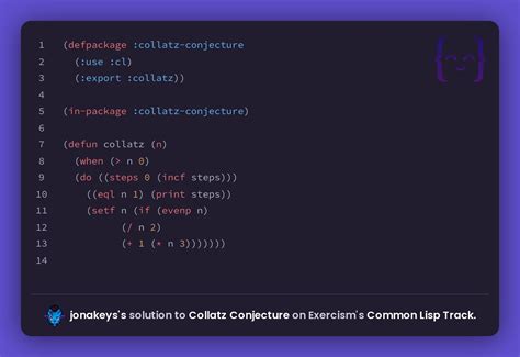 jonakeys s solution for collatz conjecture in common lisp on exercism
