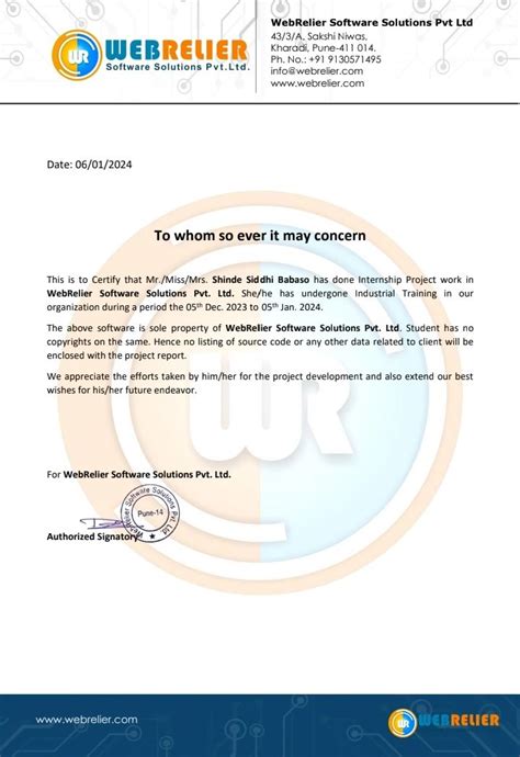 Siddhi Shinde On Linkedin I Have Successfully Completed Web Development Internship At Webrelier