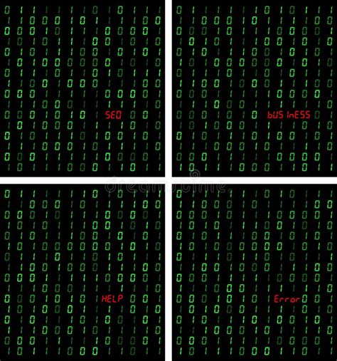 Stream Of Binary Code Computer 01 Background Design Digits On Screen Stock Vector