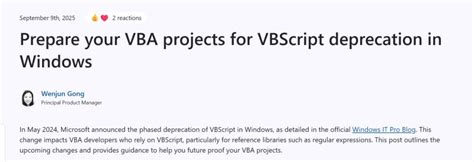 Prepare Your Vba Projects For Vbscript Deprecation In Windows Microsoft 365 Developer Blog