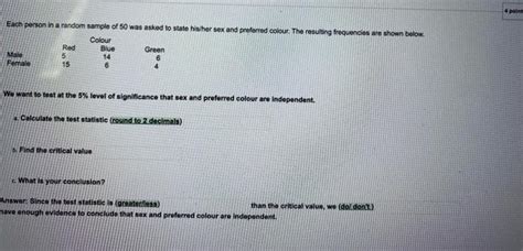 Solved Each Person In A Random Sample Of 50 Was Asked To Chegg Com