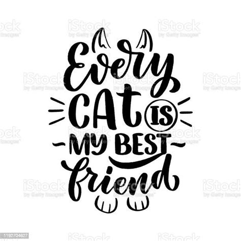 손으로 그린 스타일로 인쇄 고양이에 대한 재미있는 문자 따옴표 포스터를 위한 창의적인 타이포그래피 슬로건 디자인 만화 벡터 일러스트레이션입니다 개념에 대한 스톡 벡터 아트