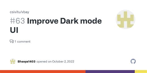 Improve Dark Mode UI Issue 63 Csivitu Vbay GitHub
