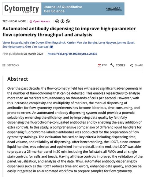 Flow Cytometry Sample Preparation Is Faster And More Accurate With I Dot Liquid Handler