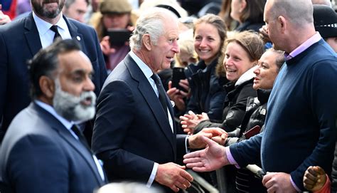 Без Хари крал Чарлз Iii и принц Уилям се ръкуваха с хора чакащи да
