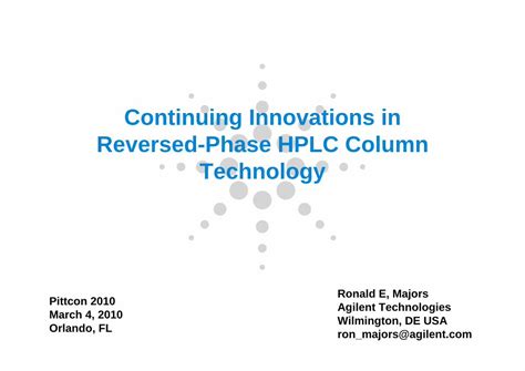 Pdf Continuing Innovations In Reversed Phase Hplc … · Continuing Innovations In Reversed Phase