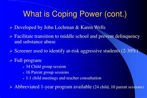 Ppt Coping Power Program A School Based Violence Prevention Program Powerpoint Presentation