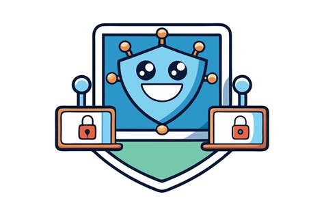 Colorful Vpn Icon With Happy Shield Mascot Digital Globe And Secure Padlock Design