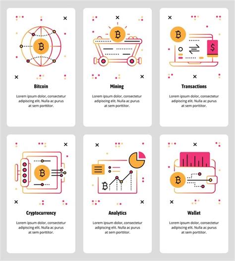 Premium Vector Vector Set Of Mobile App Onboarding Screens Bitcoin Mining Transactions