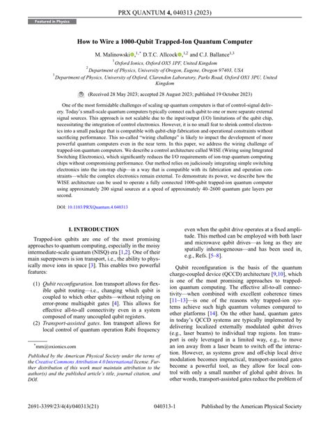 Pdf How To Wire A 1000 Qubit Trapped Ion Quantum Computer
