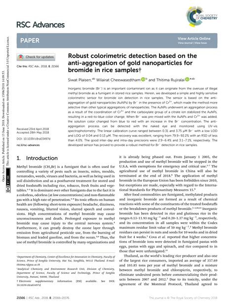 Pdf Robust Colorimetric Detection Based On The Anti Aggregation Of Gold Nanoparticles For