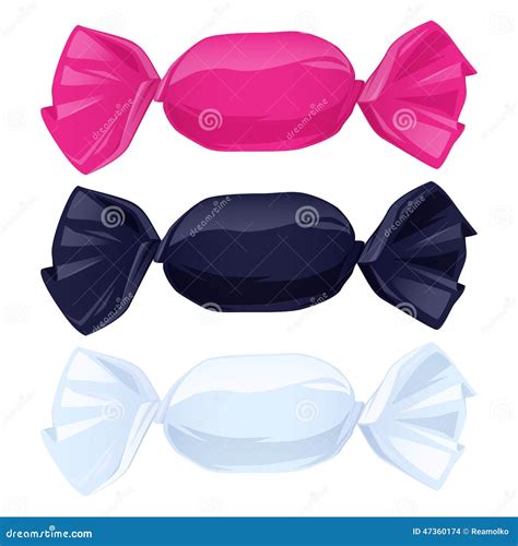 Set Of Candies In Wrappers Pink Black White Stock Vector