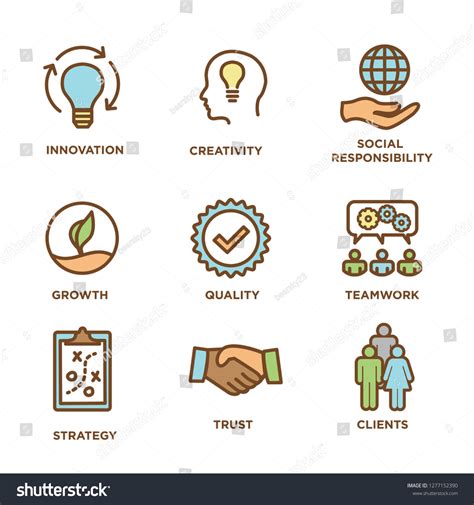 Core Values Outline Line Icon Conveying Stock Vector Royalty Free