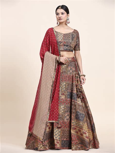 Womens Embroidered Lehenga Blouse With Waistbelt Set 4pc Set Phenav