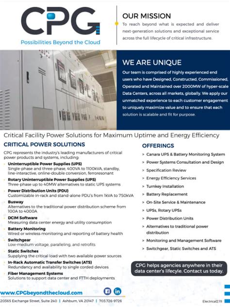 Cpg Electrical Solutions Data Sheet Cpg Data Center Services