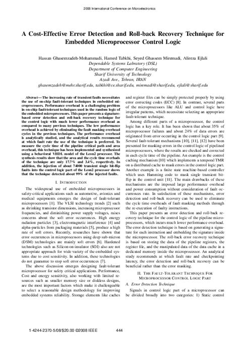pdf software based control flow error detection and correction using