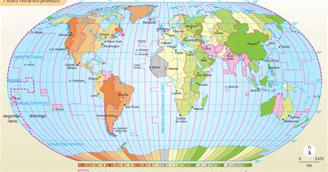 Fusos Horários Práticos Mapa Projeto Geografando