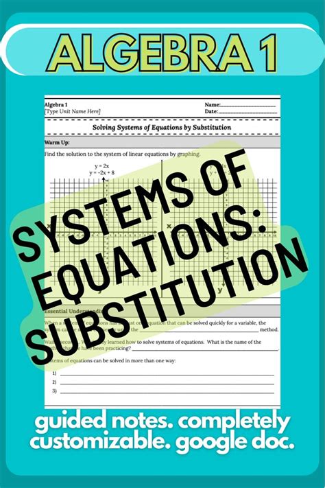 Solving Systems Of Equations By Substitution Guided Notes Systems