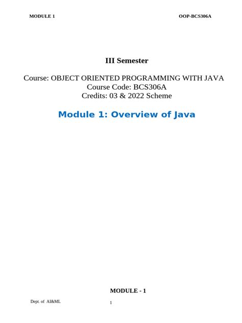 Oopmodule 1 Notes Pdf Java Virtual Machine Class Computer