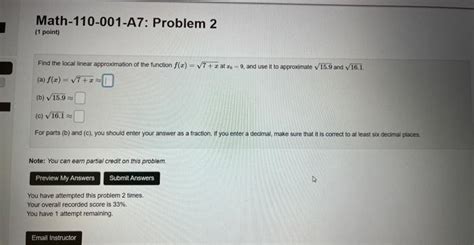Solved Find The Local Linear Approximation Of The Function