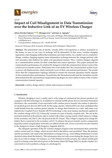 Pdf Impact Of Coil Misalignment In Data Transmission Over The Inductive Link Of An Ev Wireless