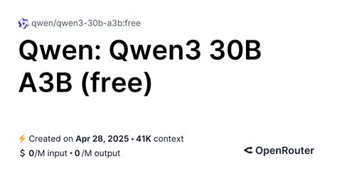 qwen3 30b a3b free api providers stats openrouter