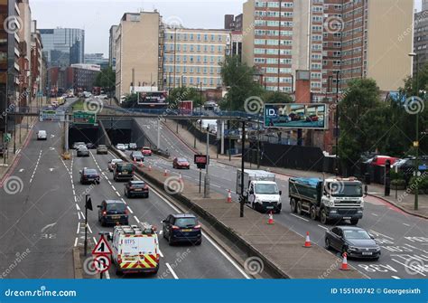 Traffic On Dual Carriageway Birmingham City Centre Editorial