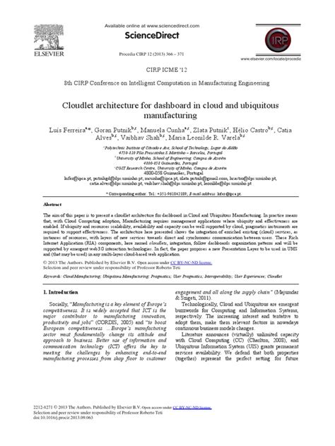cloudlet architecture for dashboard in cloud and ubiquitous manufacturing pdf cloud