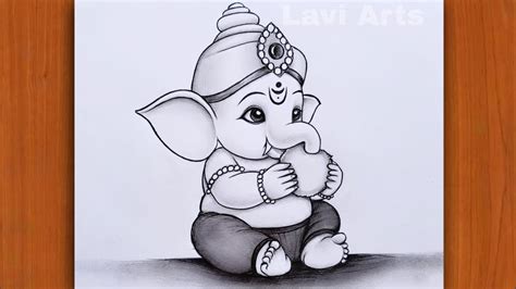 How To Draw Ganapti Ganesh With Modak Pencil Chitra Ganesh Chaturthi
