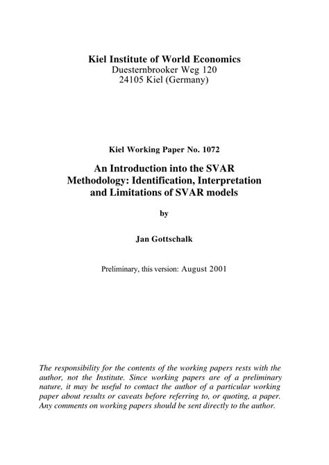 Pdf An Introduction Into The Svar Methodology Identification Interpretation And Limitations
