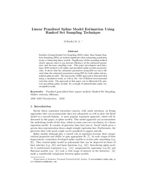Pdf Linear Penalized Spline Model Estimation Using Ranked Set Sampling Technique