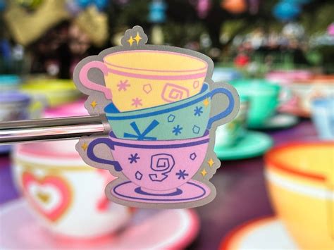 Disneyland Teacups Stack Sticker Alice In Wonderland Waterproof Vinyl
