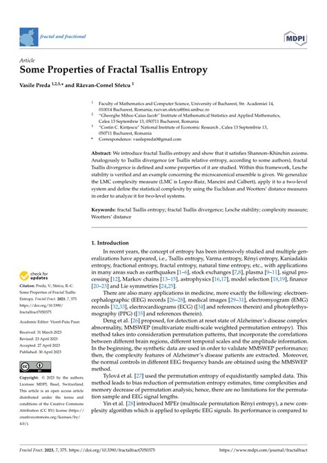 Pdf Some Properties Of Fractal Tsallis Entropy