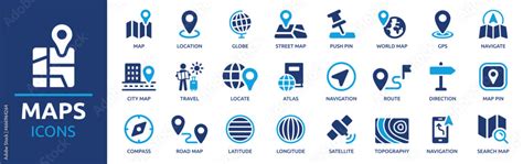 Map Icon Set Containing Location Maps Gps Navigation City Map Atlas Route Direction Pin