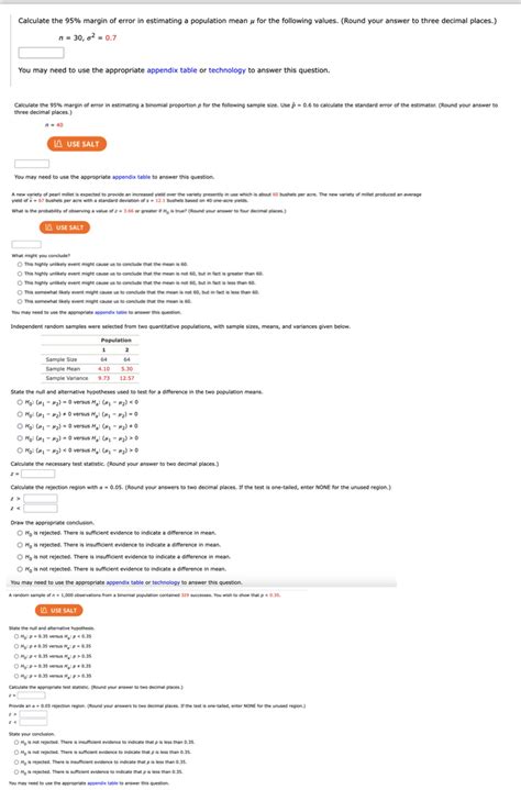 Solved Calculate The 95 Margin Of Error In Estimating A