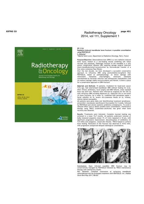 Pdf Ep 1134 Radiation Induced Mandibular Bone Fracture A Possible