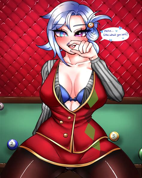 Rule 34 Billiard Table Blue Bra Blue Eyes Blue Hair Blush Bra