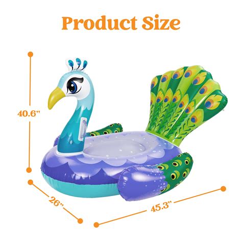 2 Pack Inflatable Dinosaur And Peacock Pool Floats Set