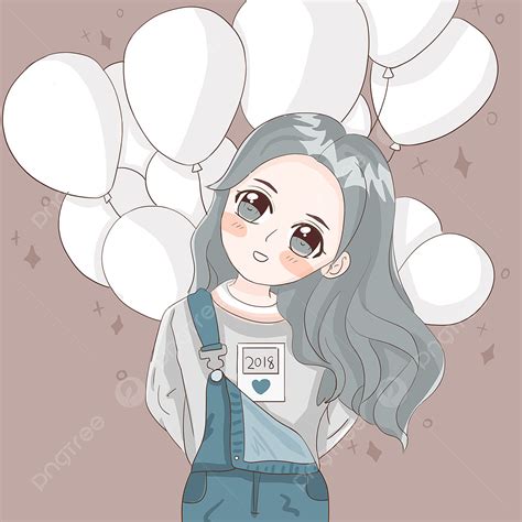 손으로 그린 그림 어린 소녀 일러스트 귀여운 여동생 풍선 웃고있는 소녀 만화 소녀 손으로 Png 일러스트 및 Psd 이미지 무료 다운로드 Pngtree