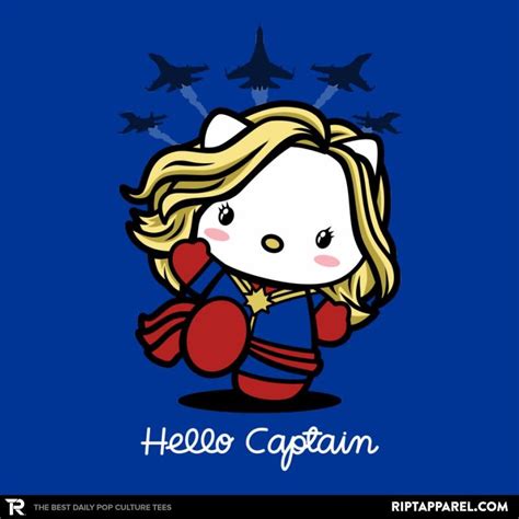 Hello Captain Captain Marvel T Shirt The Shirt List Hello Kitty Characters Hello Kitty