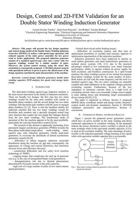 Pdf Design Control And 2d Fem Validation For An Double Stator Winding Induction Generator