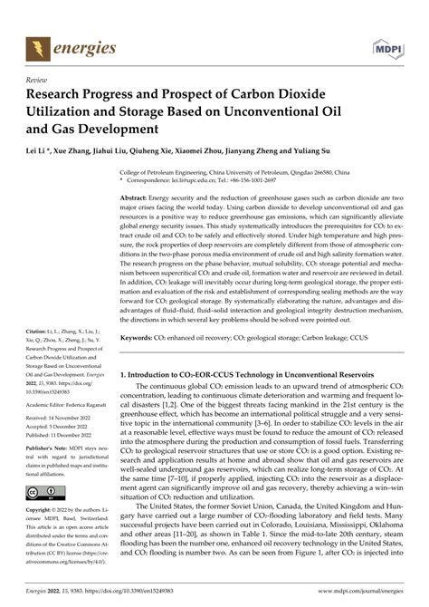 Pdf Research Progress And Prospect Of Carbon Dioxide Utilization And Storage Based On