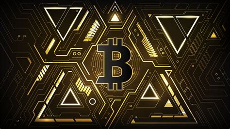 황금 비트 코인 디지털 통화 삼각형 회로 기판 배경에 미래 디지털 돈 기술 암호 화폐 개념 벡터 일러스트 레이 션 가상현실에 대한 스톡 벡터 아트 및 기타 이미지 Istock